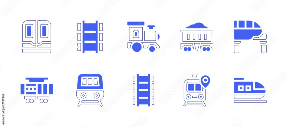 Railway icon set. Duotone style line stroke and bold. Vector ...