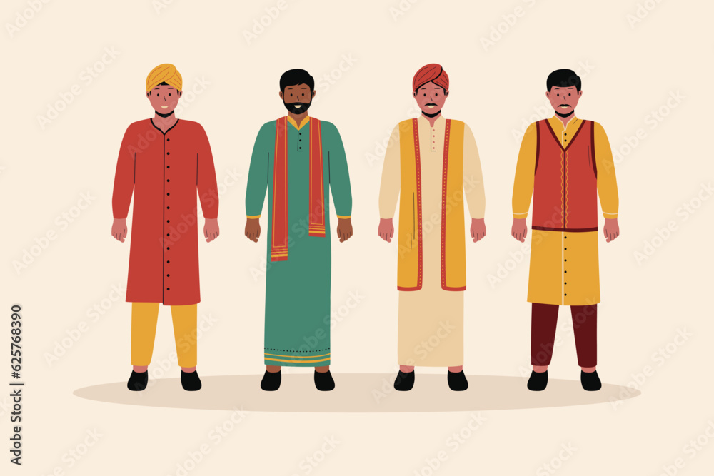 Man Indian in traditional clothes illustration. Traditional costumes ...