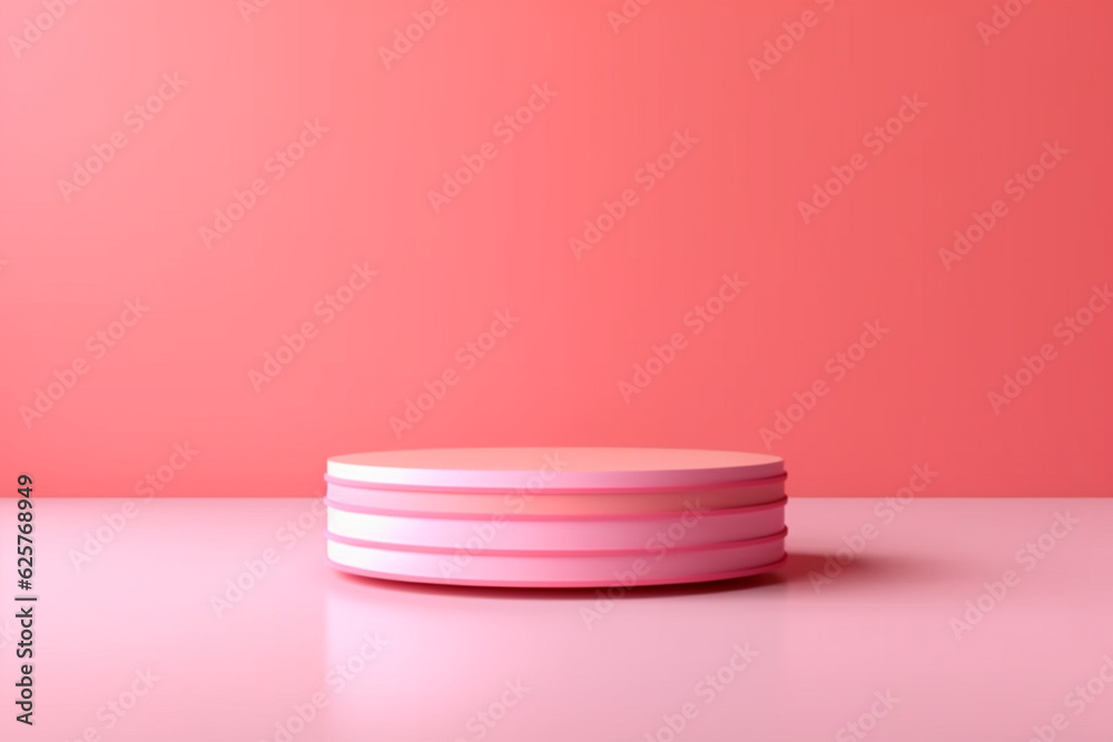 Abstract pink color product stage background or podium pedestal display ...