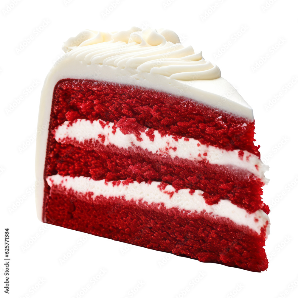 red velvet piece cake isolated on transparent background cutout Stock ...