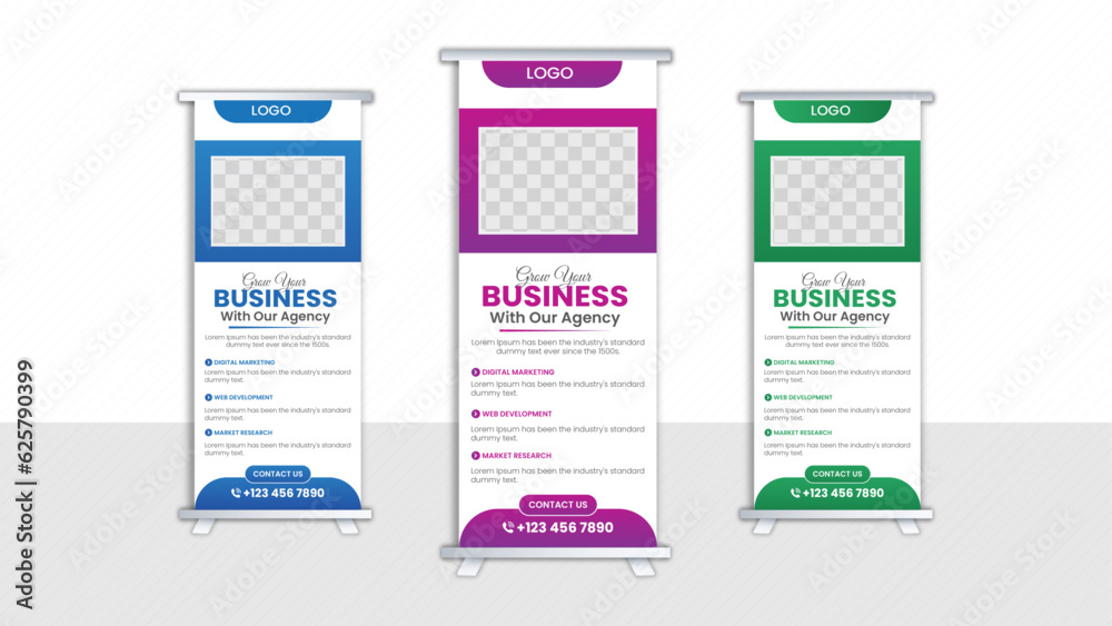 Creative corporate roll-up banner design in rectangular shape layout ...