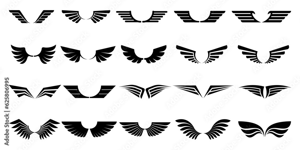Wings icons set. Simple set wings vector icons for design Stock Vector ...