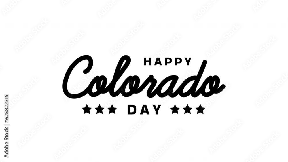 Happy Colorado Day Text Animation in black color on transparent ...