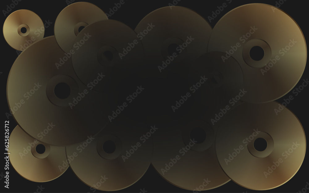 Dark background with gold discs. Vector illustration Stock Vector ...