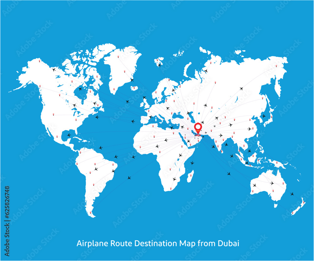 Aeroplanes Flying over the World Map. Aircraft Route Destinations with ...