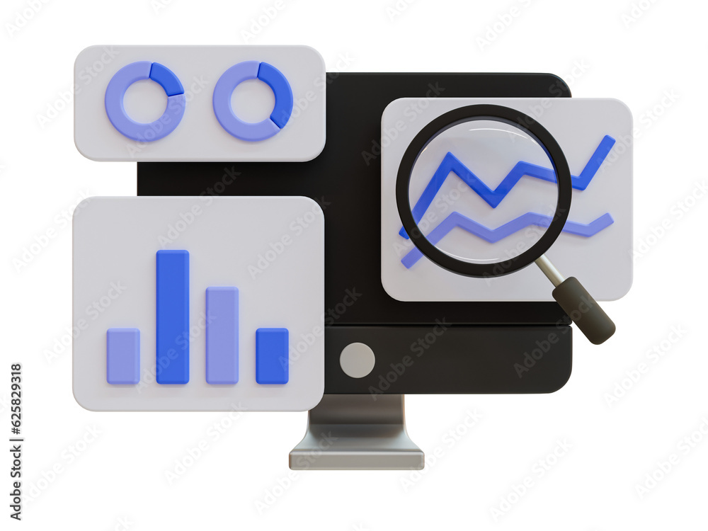 3d minimal data analysis. business planning. business visualization ...