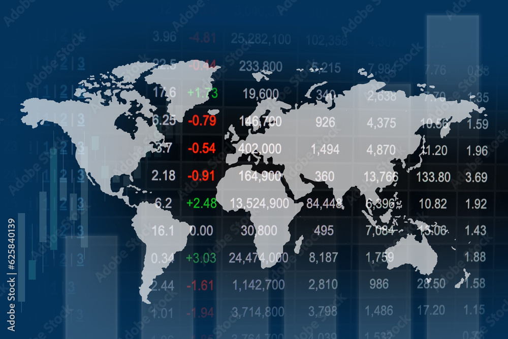 Ukraine flag with stock market finance, economy trend graph digital ...