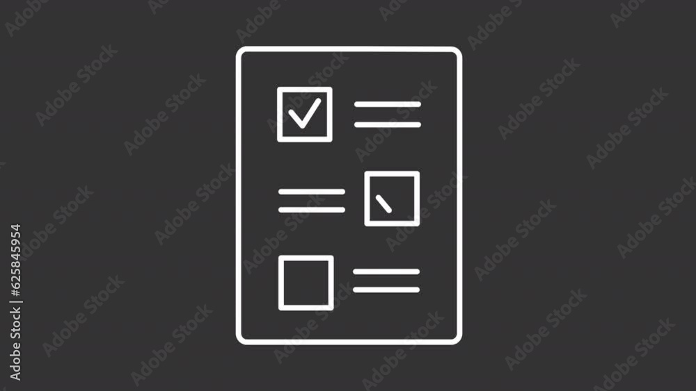 Draft checklist white animated icon. Proof reading line animation ...
