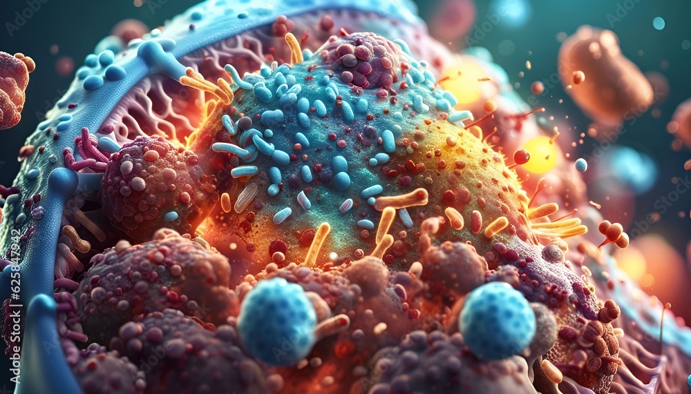 Microscopic close-up of various pathogens, viruses and bacteria in the ...
