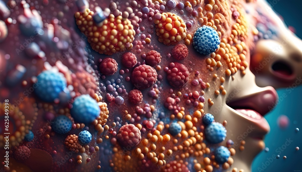 Human skin flora showing microorganisms, pathogens and bacteria which ...