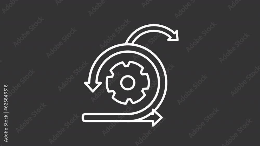 Flexible business white animation. Rotating cog wheel with three arrows ...
