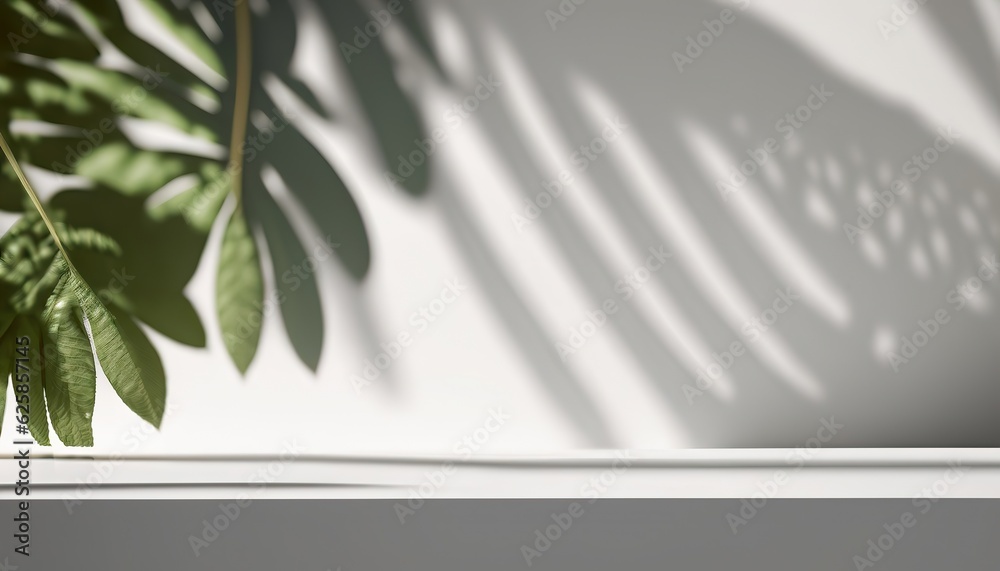 modest product placement in the background, with a palm shadow on a ...