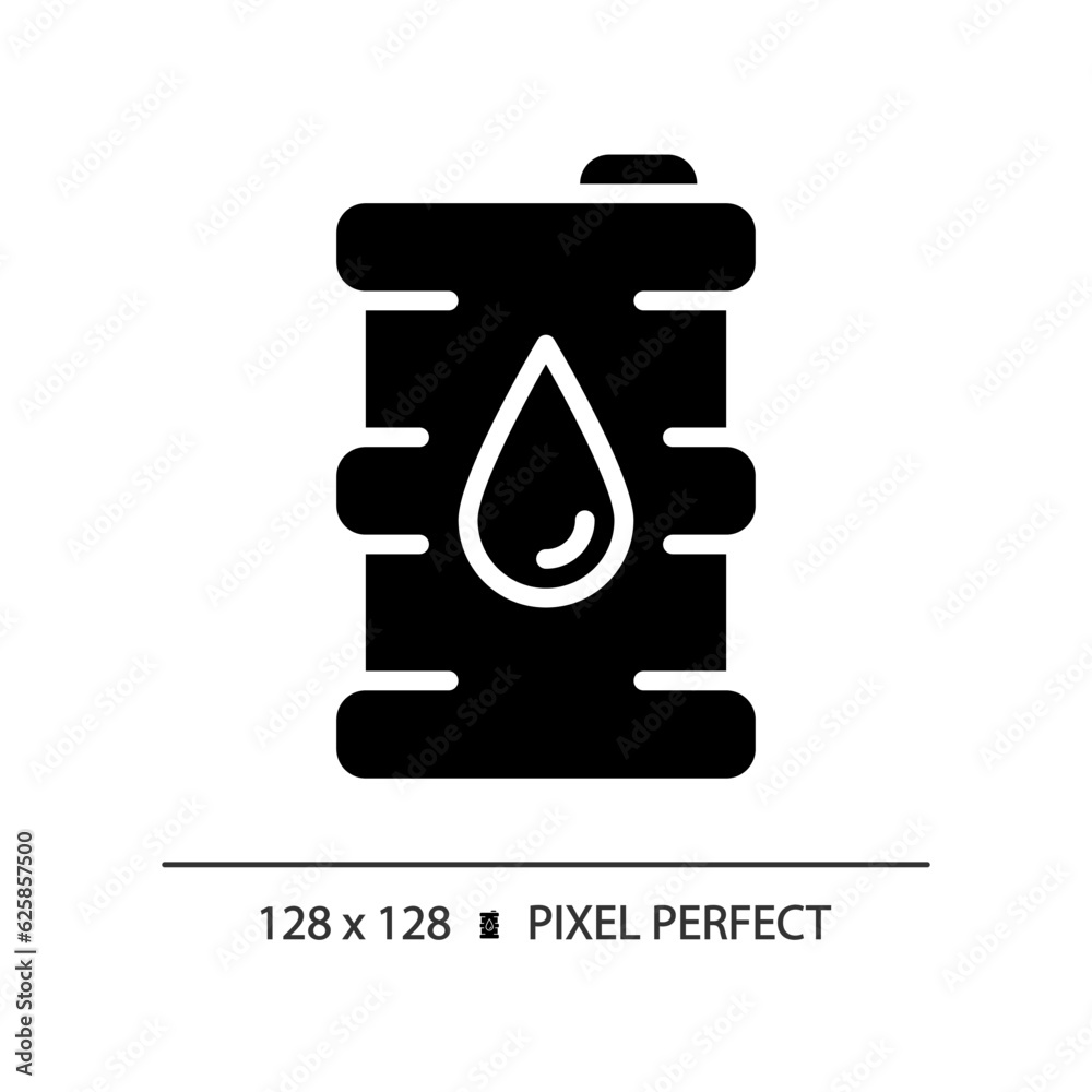Oil barrel black glyph icon. Drum container. Energy resource. Bulk ...