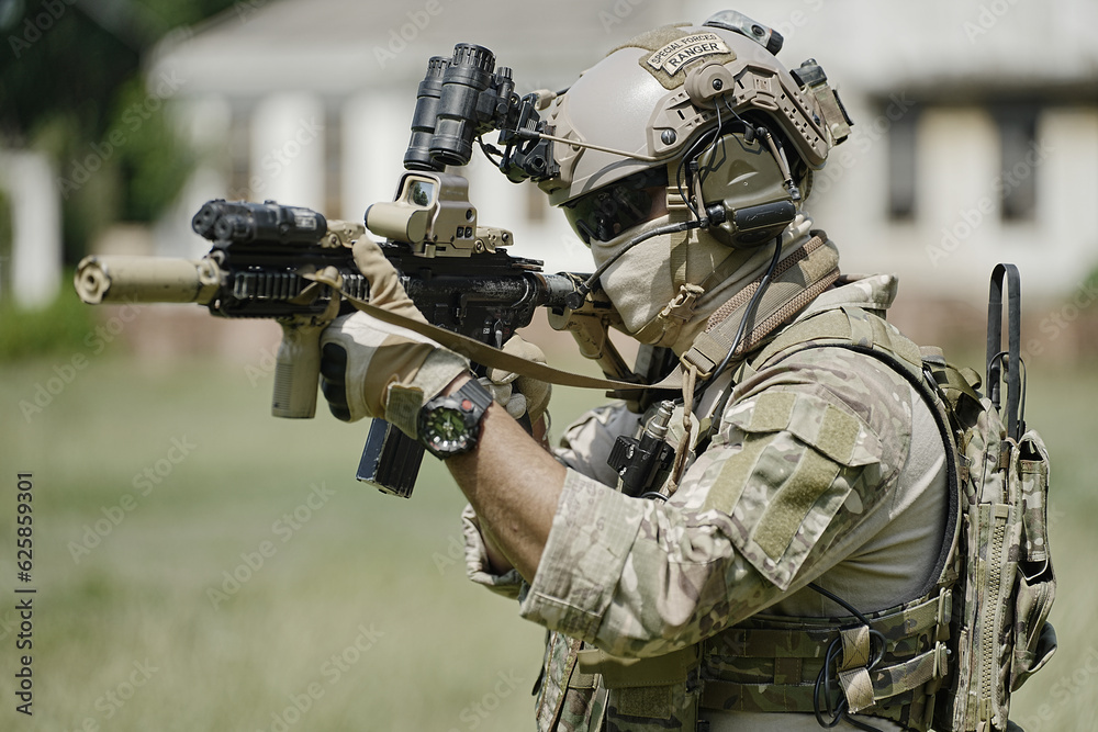 United States Army ranger during the military operation. Professional ...