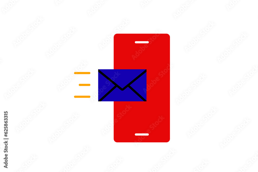 Vector illustration receive message on mobil in flat style design ...