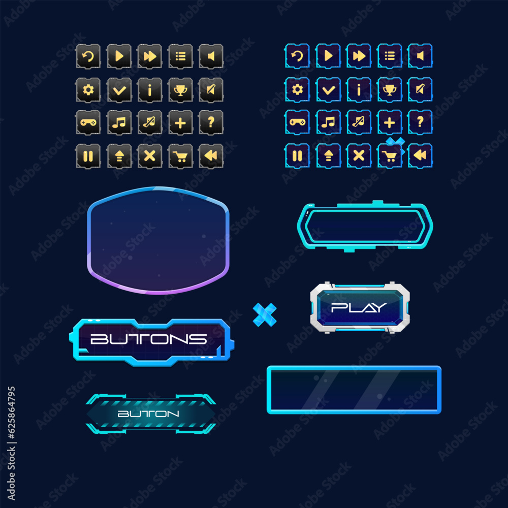 Set Different Buttons Hud Futuristic Sci Fi Text Frame Window Oval ...