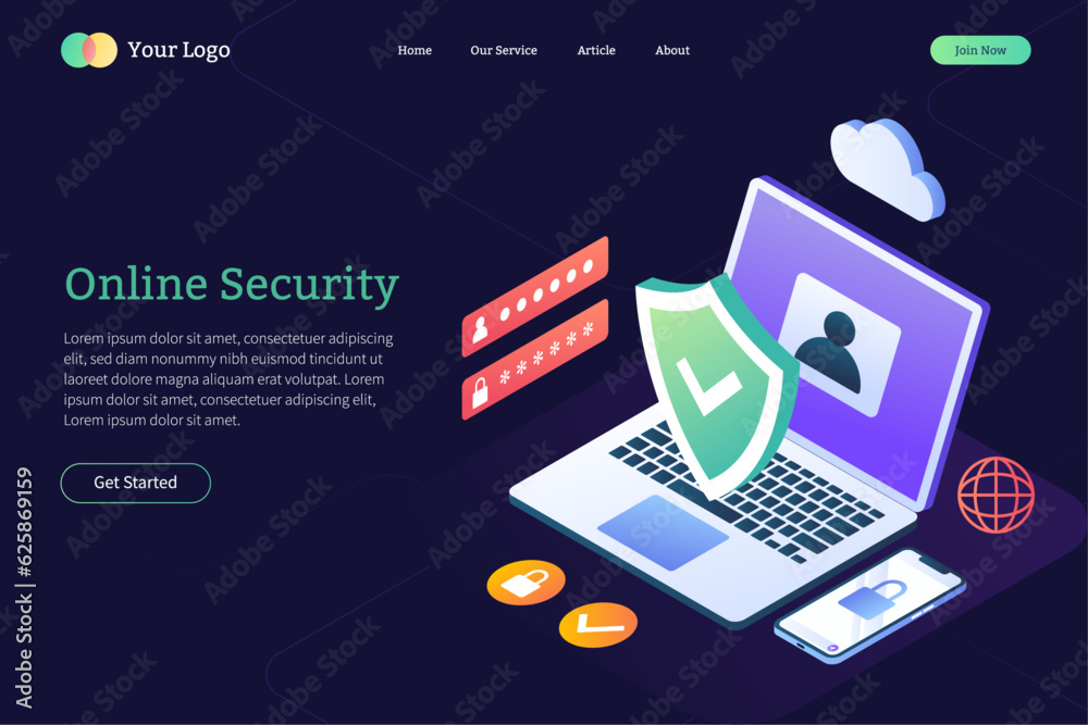 Online privacy illustration. Data protection vector. Cyber security ...