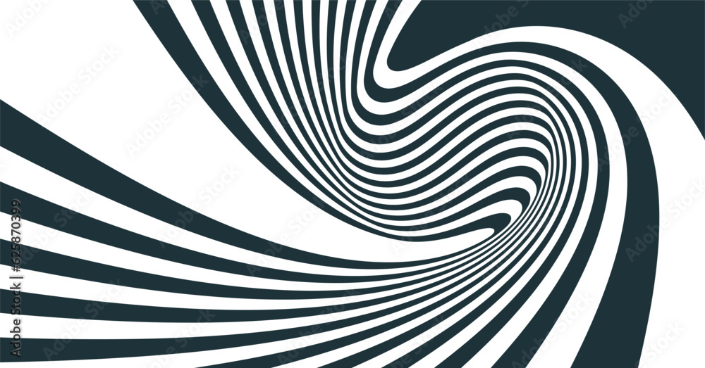 Psychedelic pattern with melting and distorting lines. The geometric background by stripes. 3d ...