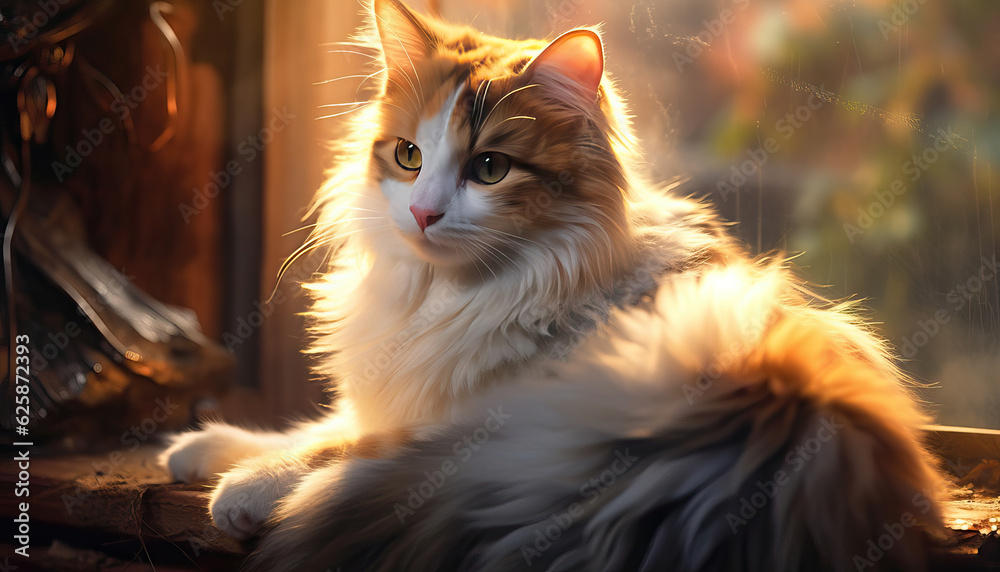 Sunshine on Muppet Cat, Cat Portrait Photography,A calico ragdoll cat ...