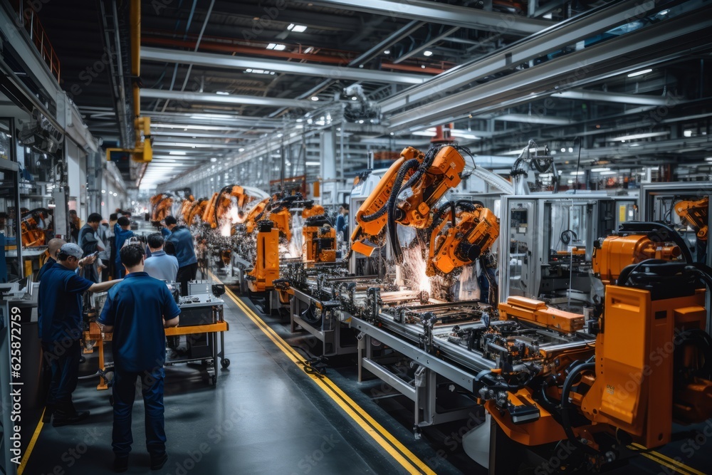 Photo & Art Print Busy Manufacturing Facility, Generative AI, fahmy
