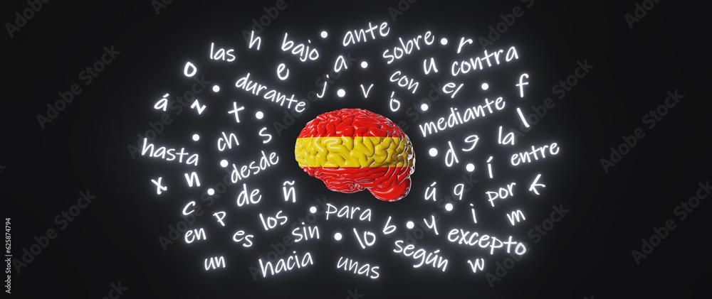 Spanish Learning Foreign language Human brain Spain flag color Website ...