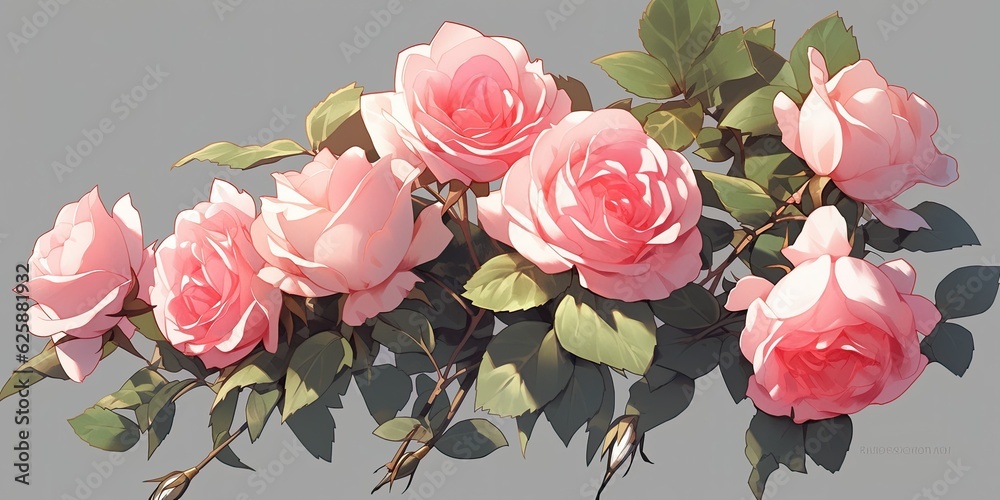 Exquisite Artwork of a Bunch of Pink RosesGorgeous Pink Rose Bunch ...