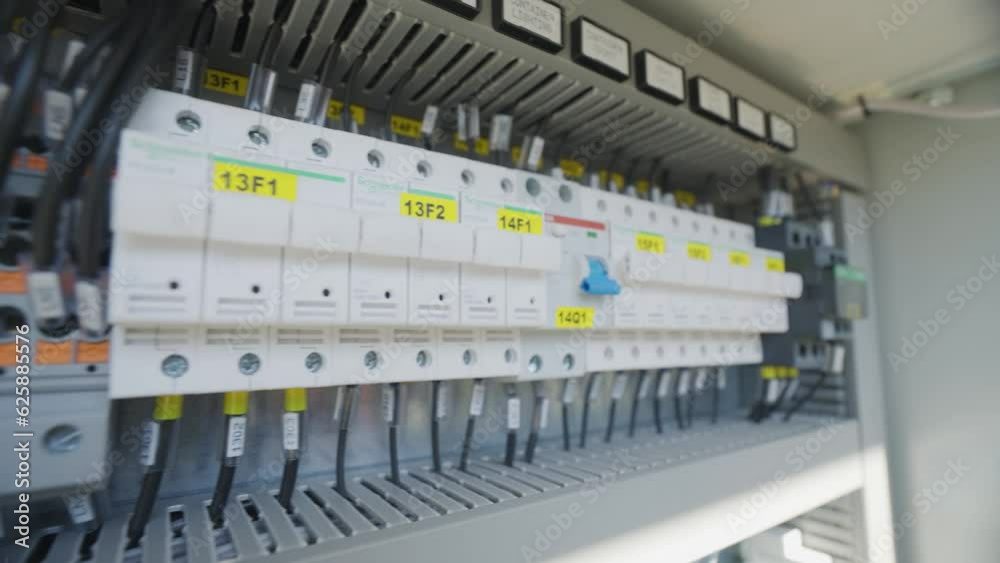 Distribution board of the generator inside. Distribution board of ...