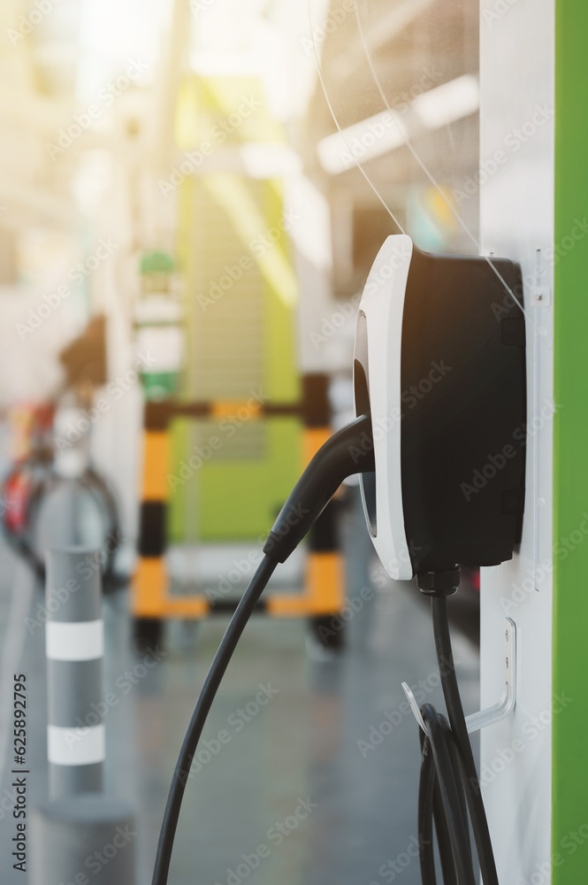 Electric car charging station. Hybrid car Electric charger station in ...