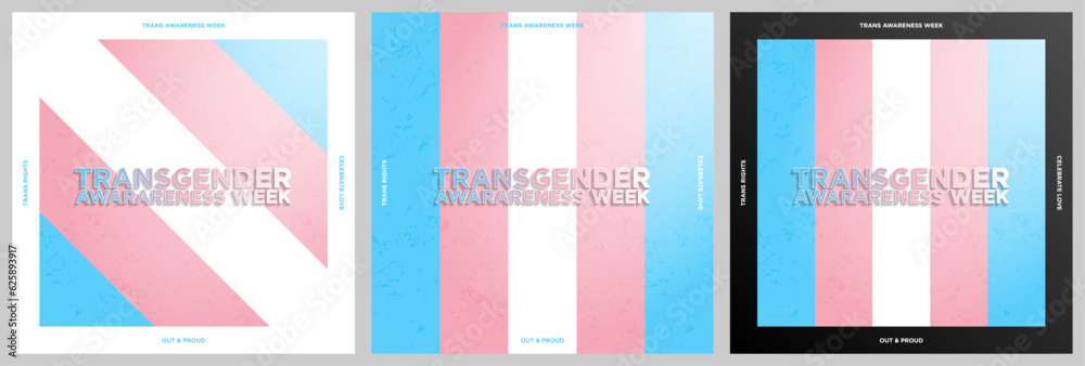 Set of Transgender Awareness Week Concept Greeting Cards. Trans pride ...