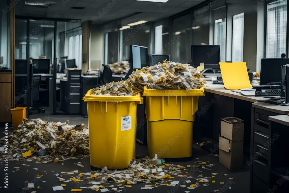 An image showing Heavy paper wastage in office work generated using AI ...
