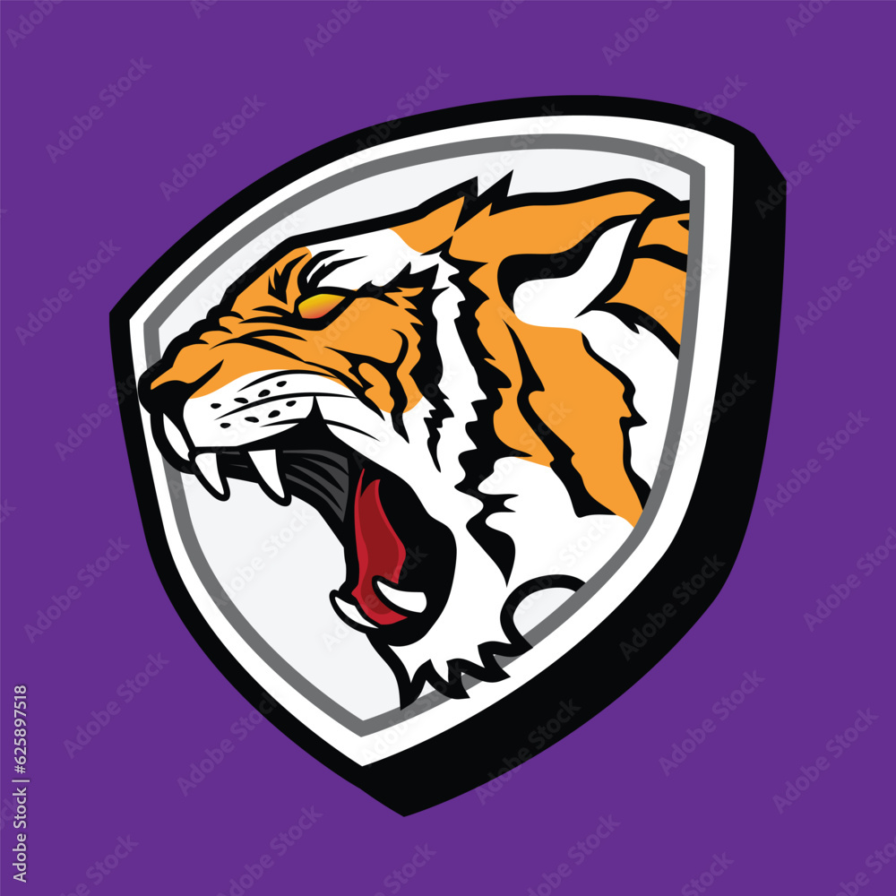 Angry Tiger Roaring Logo Vector Design Stock Vector | Adobe Stock