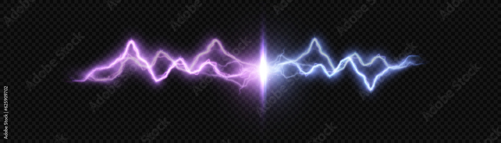 The effect of an electric lightning discharge. Power electrical energy ...