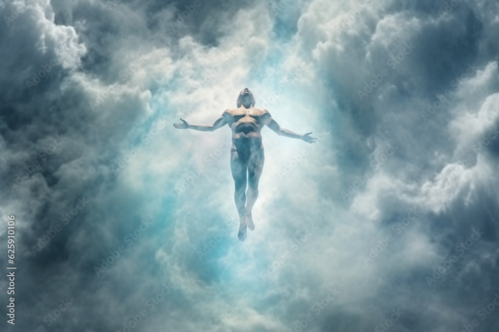 Soul Ascension. Ghost of a man taken up into heaven. Afterlife ...