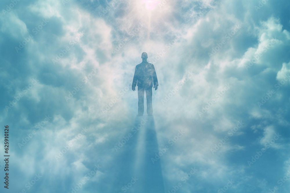 Soul Ascension. Ghost of a man taken up into heaven. Afterlife ...