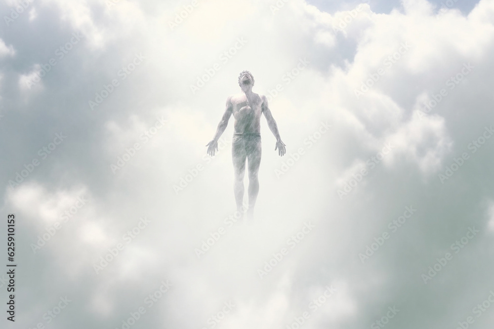 Soul Ascension. Ghost of a man taken up into heaven. Afterlife ...