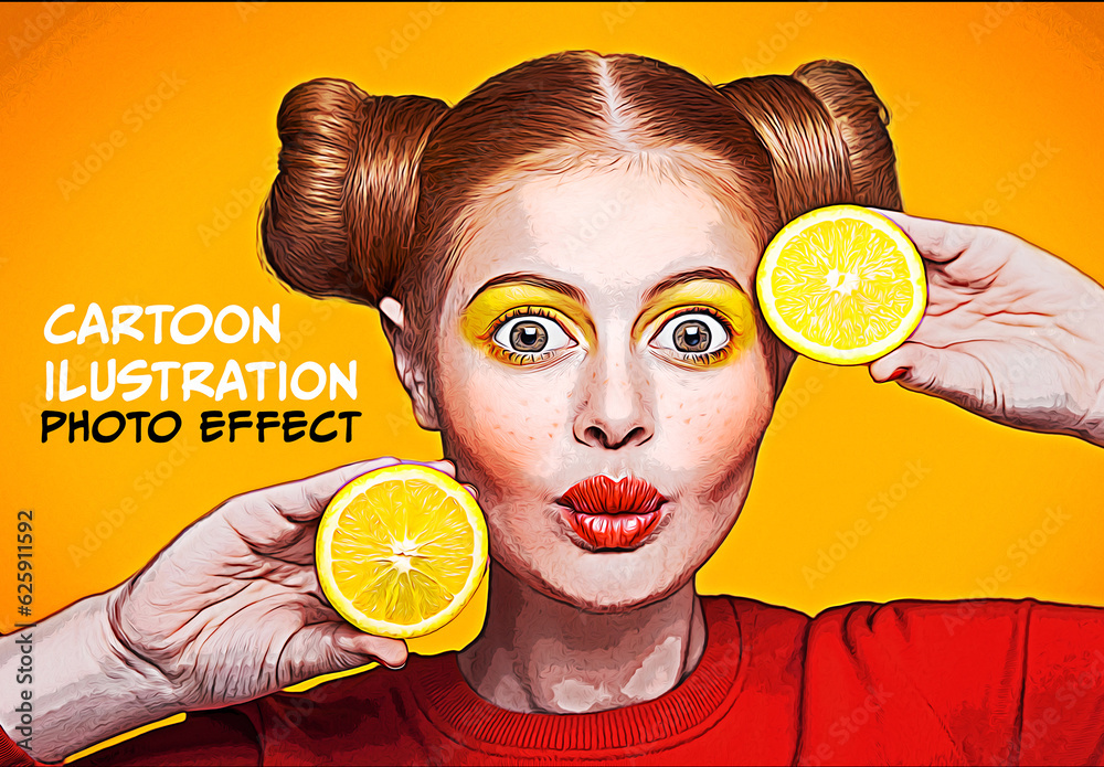 Cartoon Ilustration Photo Effect Stock Template | Adobe Stock