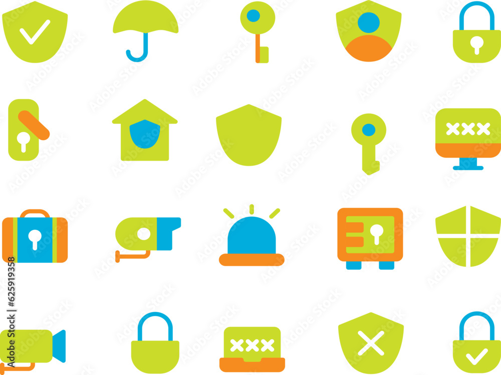 Security And Protection Flat Vectors Icons. Security And Protection Flat Icons icons and vector ...