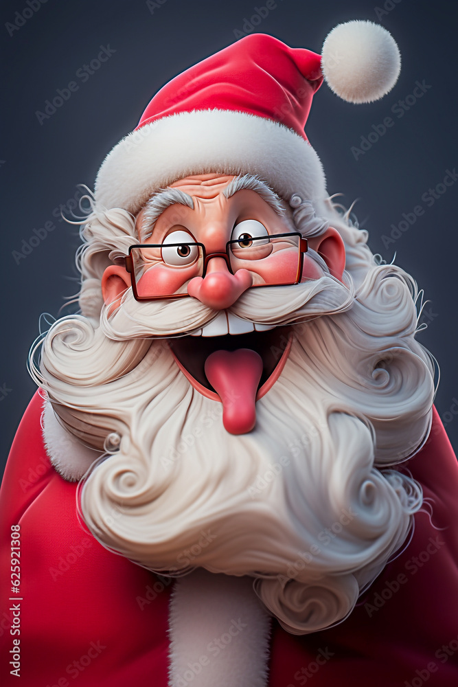 Nice and funny Santa Claus who makes funny faces, expressing joy and a ...