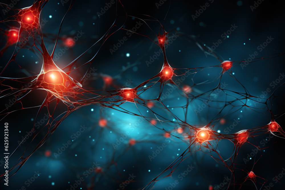 Neural network red. Human nervous system background Stock Photo | Adobe ...
