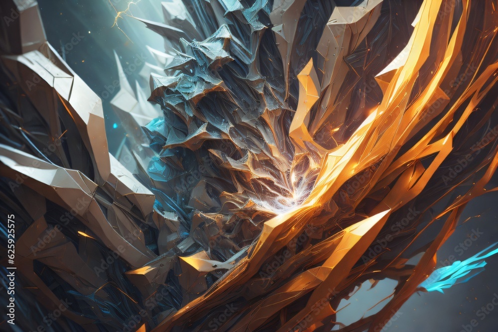 Image presenting a fusion of shapes against a vibrant background ...