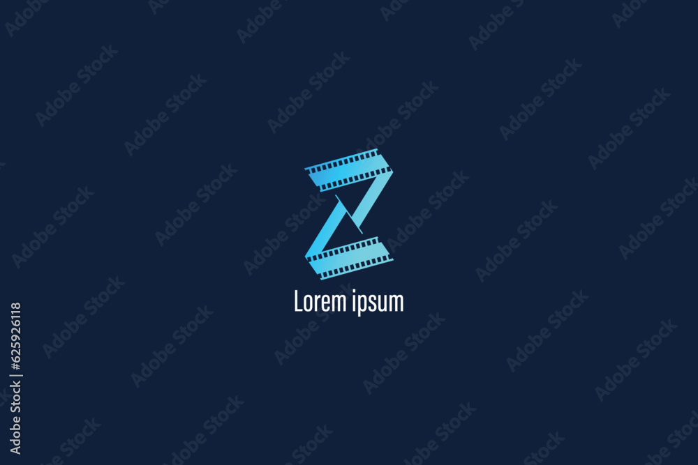 Letter Z film company logo design, z lettering film vector illustration ...