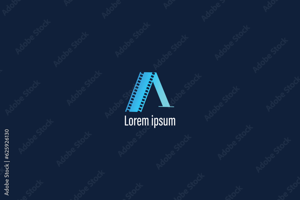 Letter A film company brand logo design, a lettering film vector ...