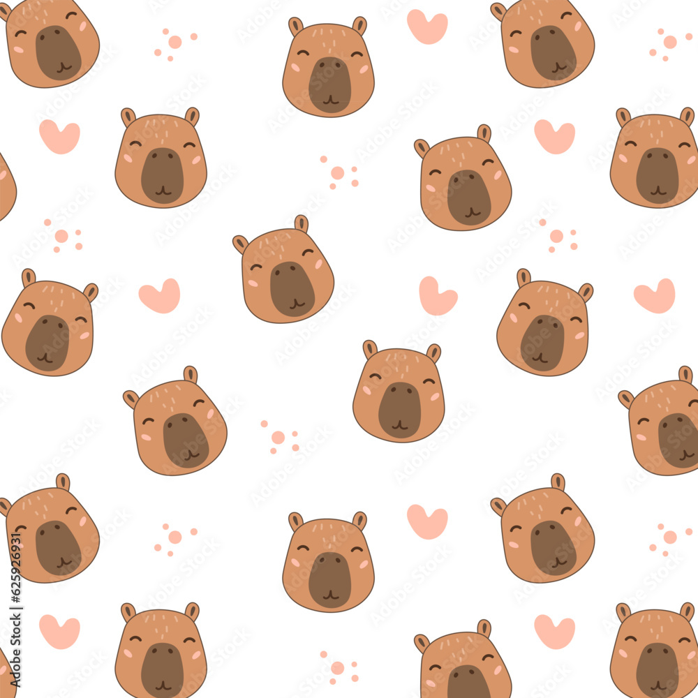 Photo & Art Print Cute capybara. Baby capybara pattern, Лёля Михайлова