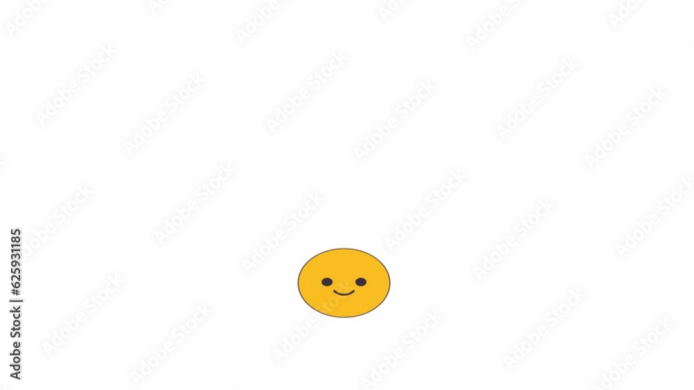 Smiling emoji jumping with joy line 2D object animation. Celebrating ...