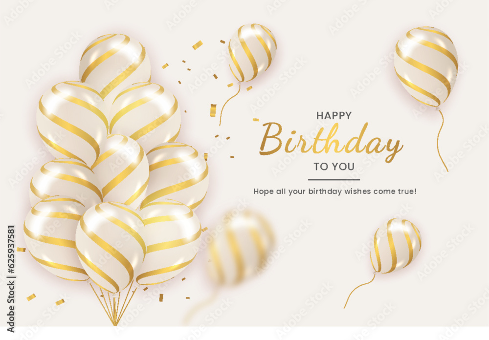 Birthday balloons banner design Happy birthday greeting text with an ...