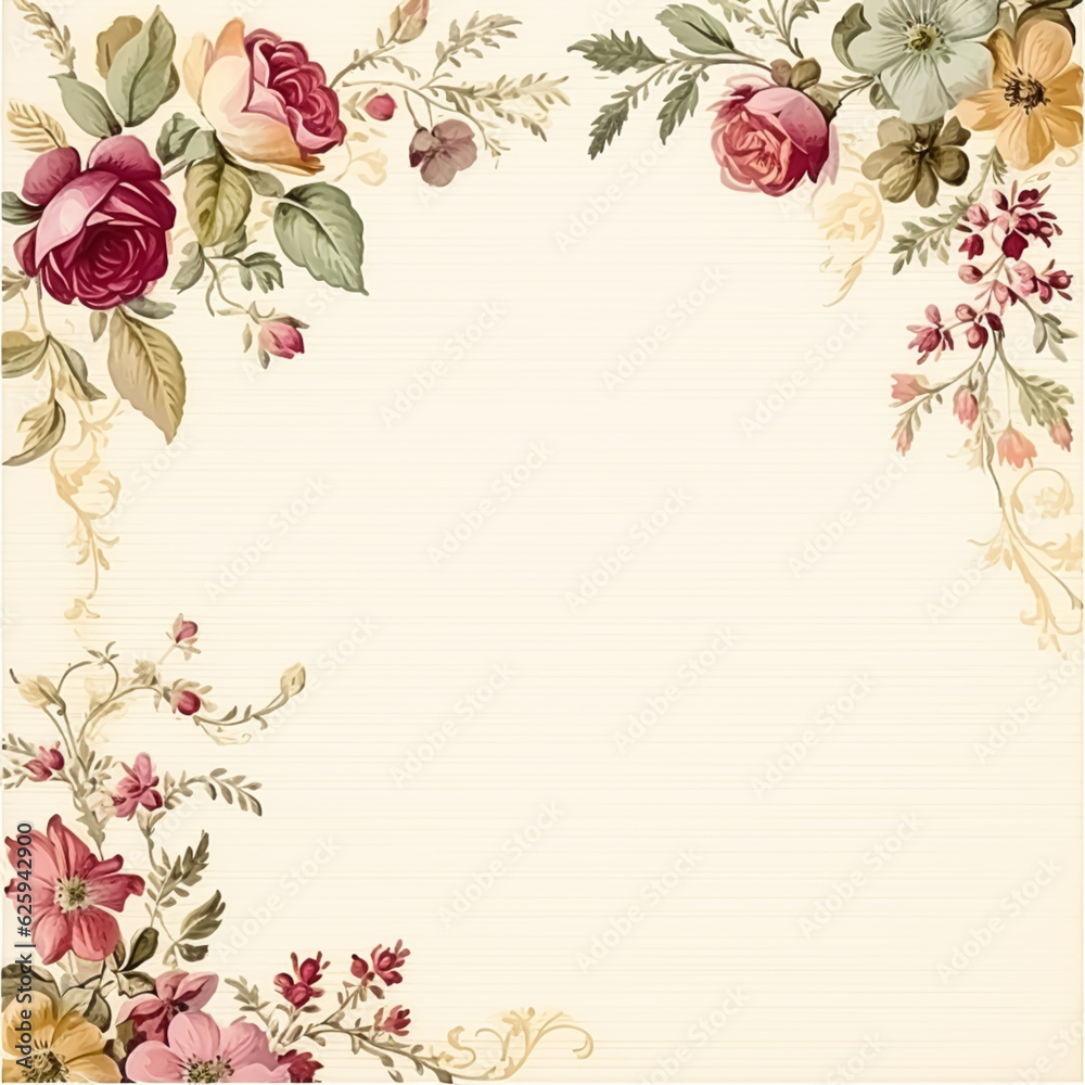 Square blank vintage floral paper background for printable digital ...