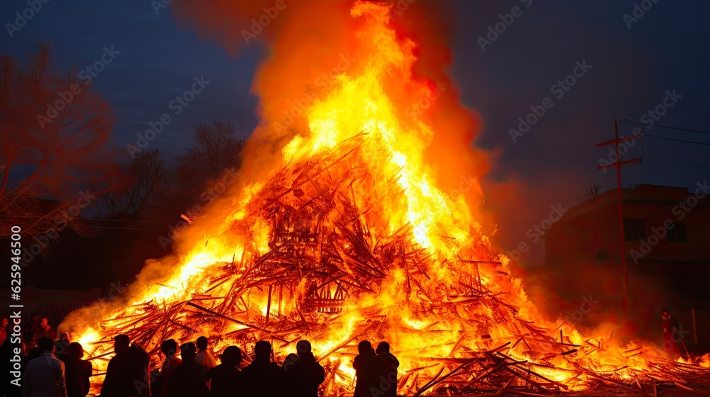 Lohri Festival Bonfire - Giant Flames Lit to Celebrate Winter Solstice ...