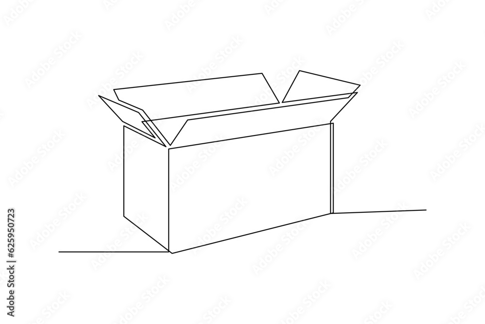continuous line art drawing of cardboard packing Stock Vector | Adobe Stock
