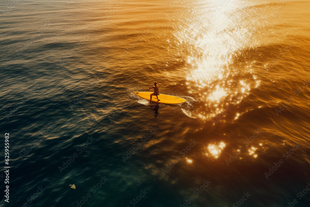 Young women Having Fun Stand Up Paddling in the sea. SUP. Red hair girl ...