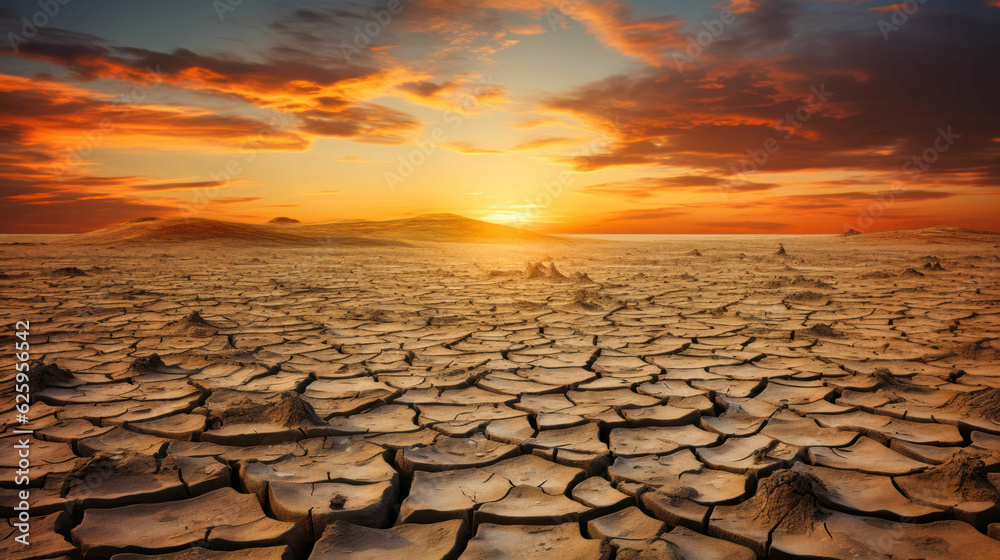vivid illustration of climate change impact - a parched land riddled ...